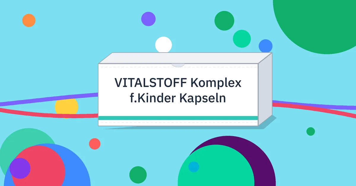 Symbolbild: Packung mit der Aufschrift VITALSTOFF Komplex f.Kinder Kapseln (PZN 02223069) – Verfügbarkeit und Bezug in Apotheken in Frankfurt am Main