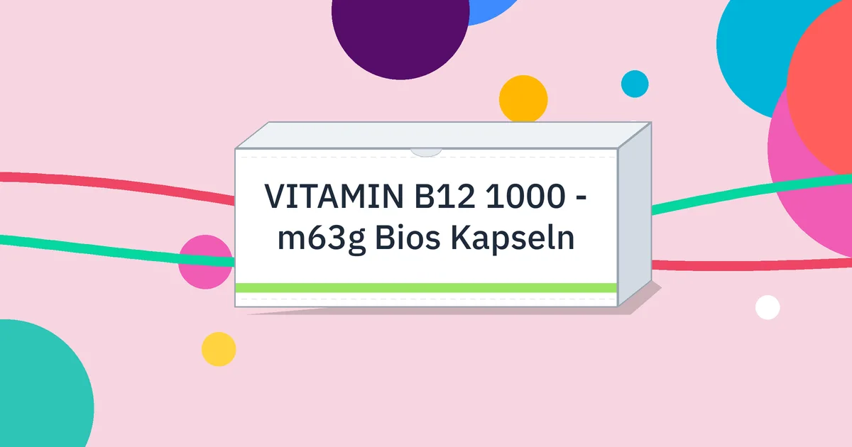 Symbolbild: Packung mit der Aufschrift VITAMIN B12 1000 -m63g Bios Kapseln (PZN 15294881) – Verfügbarkeit und Bezug in Apotheken in Frankfurt am Main