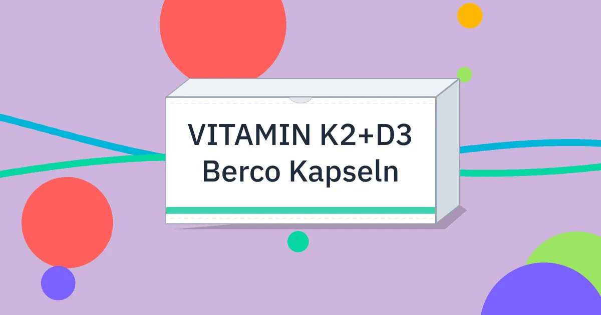 Symbolbild: Packung mit der Aufschrift VITAMIN K2+D3 Berco Kapseln (PZN 09784598) – Verfügbarkeit und Bezug in Apotheken in Frankfurt am Main