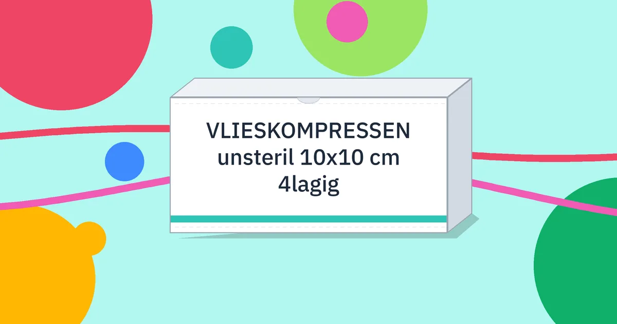 Symbolbild: Packung mit der Aufschrift VLIESKOMPRESSEN unsteril 10x10 cm 4lagig (PZN 00962242) – Verfügbarkeit und Bezug in Apotheken in Frankfurt am Main