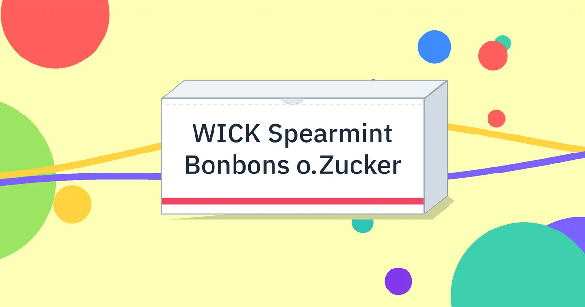 Symbolbild: Packung mit der Aufschrift WICK Spearmint Bonbons o.Zucker (PZN 19113793) – Verfügbarkeit und Bezug in Apotheken in Frankfurt am Main