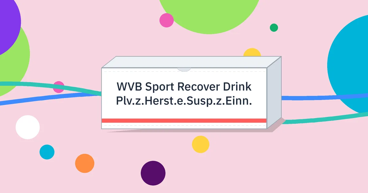 Symbolbild: Packung mit der Aufschrift WVB Sport Recover Drink Plv.z.Herst.e.Susp.z.Einn. (PZN 20894241) – Verfügbarkeit und Bezug in Apotheken in Frankfurt am Main