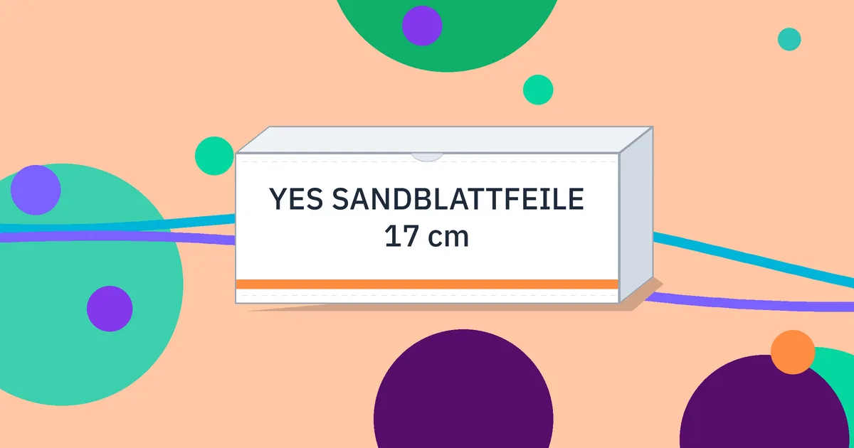 Symbolbild: Packung mit der Aufschrift YES SANDBLATTFEILE 17 cm (PZN 14220521) – Verfügbarkeit und Bezug in Apotheken in Frankfurt am Main