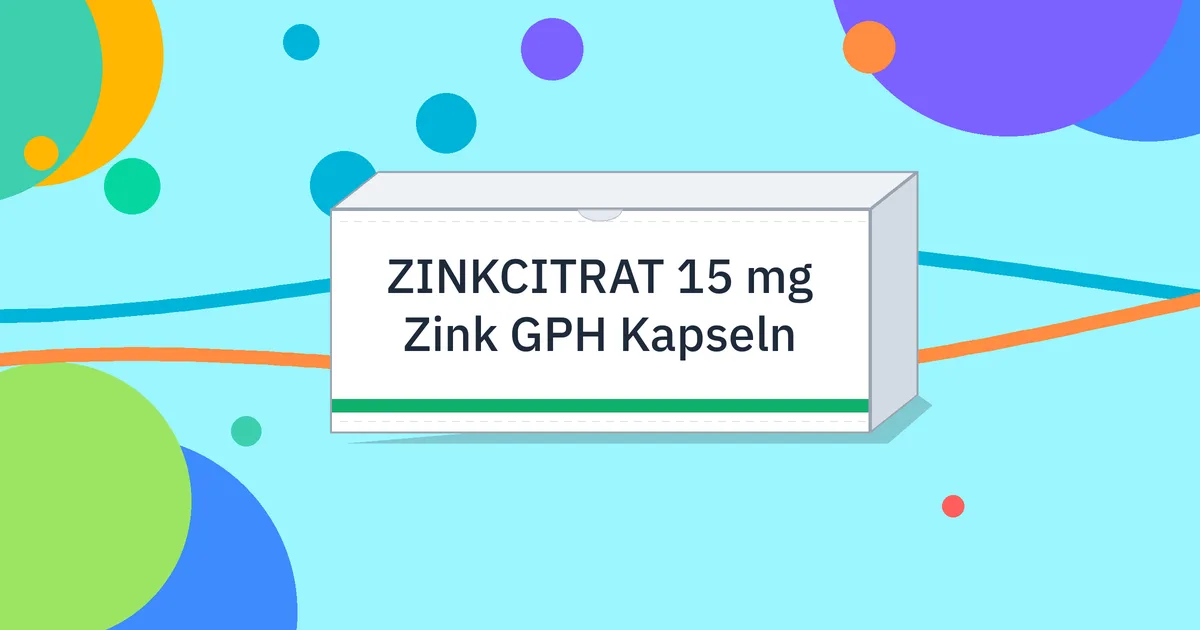Symbolbild: Packung mit der Aufschrift ZINKCITRAT 15 mg Zink GPH Kapseln (PZN 20283796) – Verfügbarkeit und Bezug in Apotheken in Frankfurt am Main