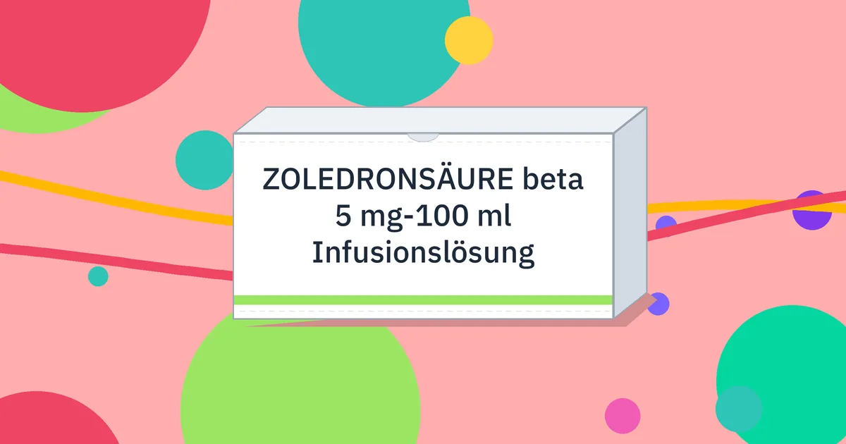 Symbolbild: Packung mit der Aufschrift ZOLEDRONSÄURE beta 5 mg-100 ml Infusionslösung (PZN 02594506) – Verfügbarkeit und Bezug in Apotheken in Frankfurt am Main