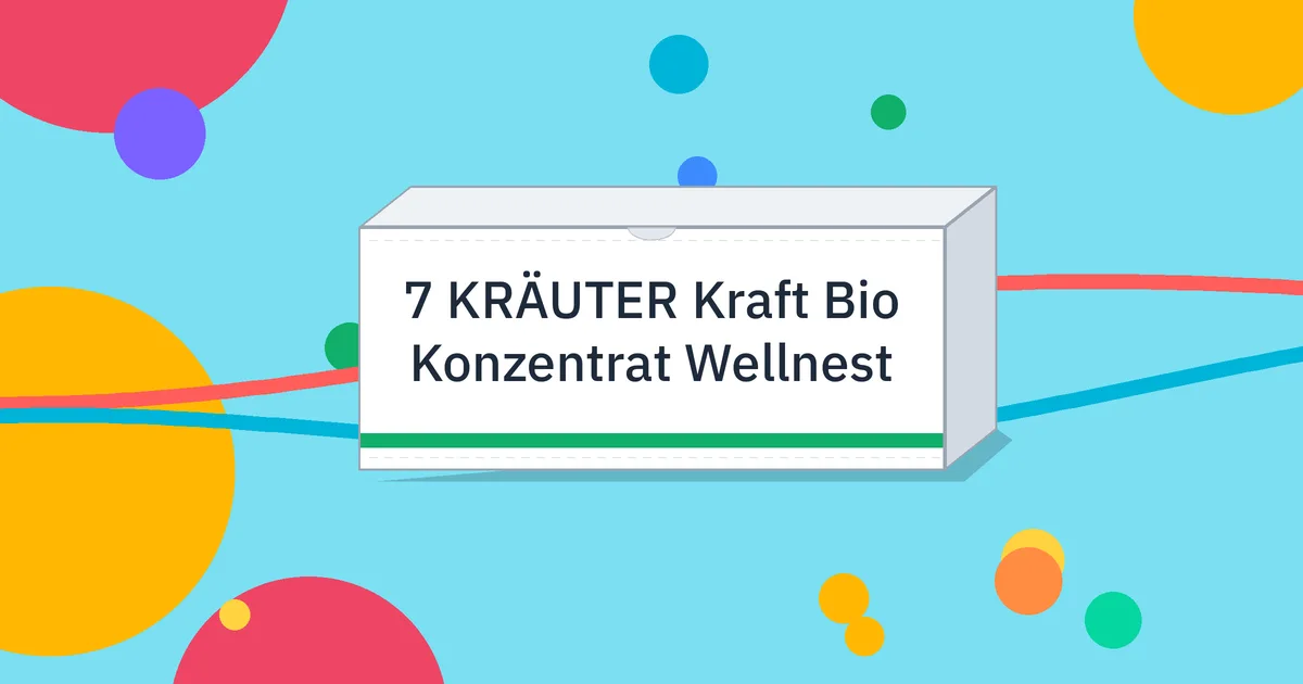 Symbolbild: Packung mit der Aufschrift 7 KRÄUTER Kraft Bio Konzentrat Wellnest (PZN 08458684) – Verfügbarkeit und Bezug in Apotheken in Frankfurt am Main