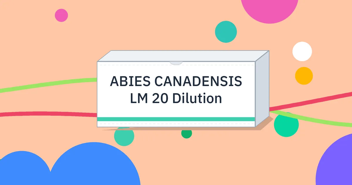 Symbolbild: Packung mit der Aufschrift ABIES CANADENSIS LM 20 Dilution (PZN 13259633) – Verfügbarkeit und Bezug in Apotheken in Frankfurt am Main
