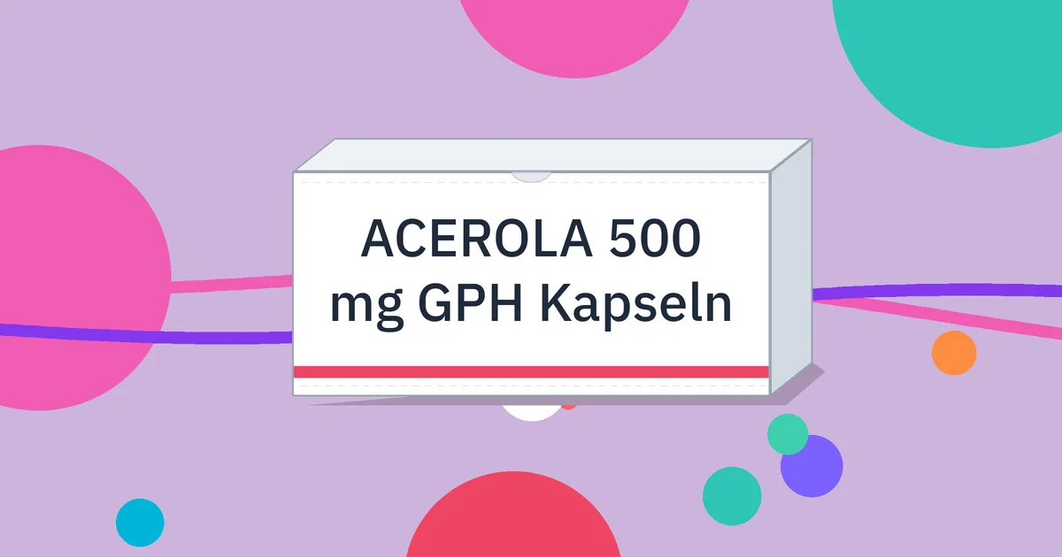 Symbolbild: Packung mit der Aufschrift ACEROLA 500 mg GPH Kapseln (PZN 10337870) – Verfügbarkeit und Bezug in Apotheken in Frankfurt am Main