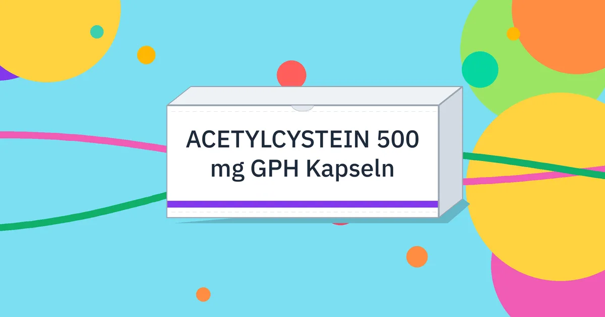 Symbolbild: Packung mit der Aufschrift ACETYLCYSTEIN 500 mg GPH Kapseln (PZN 00173893) – Verfügbarkeit und Bezug in Apotheken in Frankfurt am Main