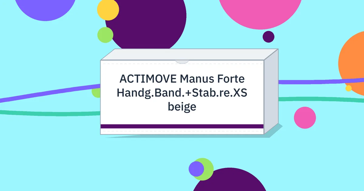 Symbolbild: Packung mit der Aufschrift ACTIMOVE Manus Forte Handg.Band.+Stab.re.XS beige (PZN 17947494) – Verfügbarkeit und Bezug in Apotheken in Frankfurt am Main