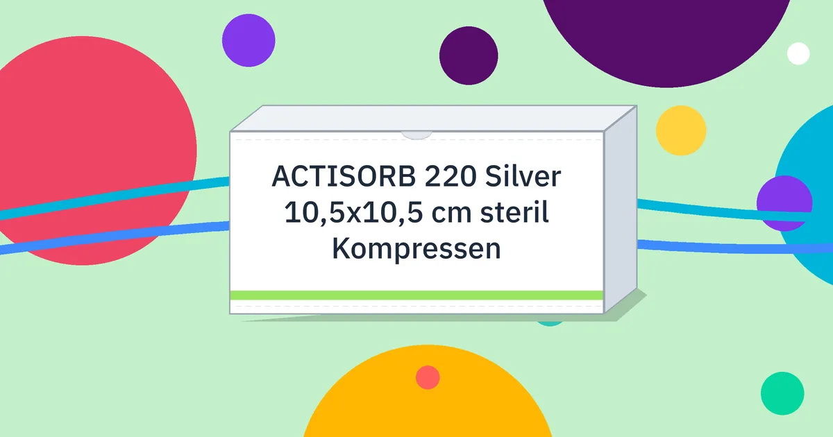 Symbolbild: Packung mit der Aufschrift ACTISORB 220 Silver 10,5x10,5 cm steril Kompressen (PZN 06882018) – Verfügbarkeit und Bezug in Apotheken in Frankfurt am Main
