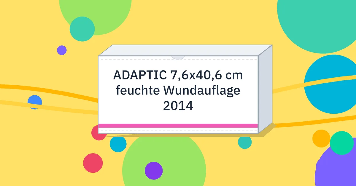 Symbolbild: Packung mit der Aufschrift ADAPTIC 7,6x40,6 cm feuchte Wundauflage 2014 (PZN 14413504) – Verfügbarkeit und Bezug in Apotheken in Frankfurt am Main