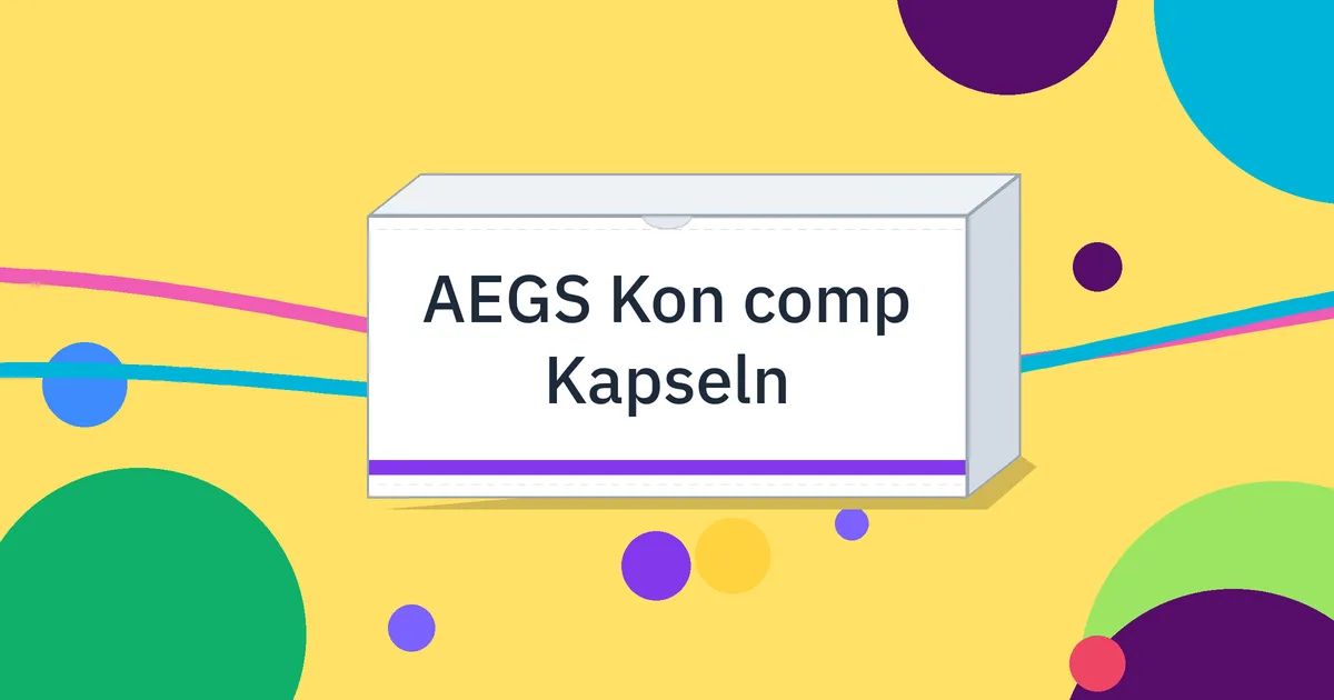Symbolbild: Packung mit der Aufschrift AEGS Kon comp Kapseln (PZN 11710590) – Verfügbarkeit und Bezug in Apotheken in Frankfurt am Main