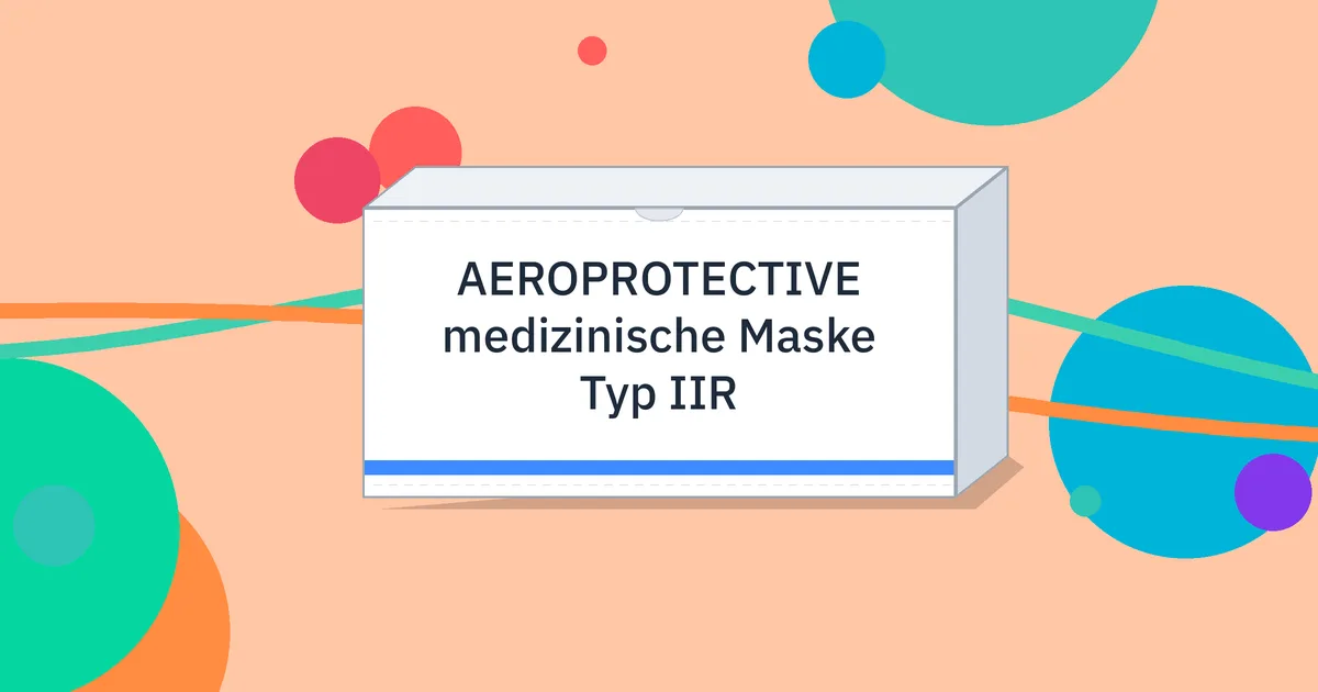 Symbolbild: Packung mit der Aufschrift AEROPROTECTIVE medizinische Maske Typ IIR (PZN 18361365) – Verfügbarkeit und Bezug in Apotheken in Frankfurt am Main