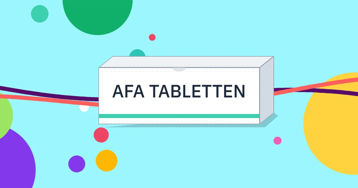 Symbolbild: Packung mit der Aufschrift AFA TABLETTEN (PZN 00986886) – Verfügbarkeit und Bezug in Apotheken in Frankfurt am Main
