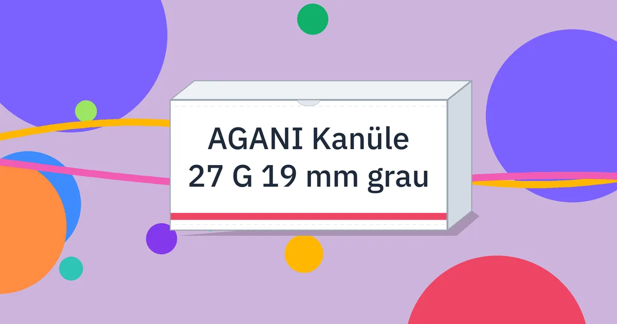 Symbolbild: Packung mit der Aufschrift AGANI Kanüle 27 G 19 mm grau (PZN 01803008) – Verfügbarkeit und Bezug in Apotheken in Frankfurt am Main
