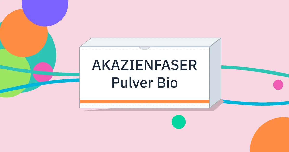 Symbolbild: Packung mit der Aufschrift AKAZIENFASER Pulver Bio (PZN 18742067) – Verfügbarkeit und Bezug in Apotheken in Frankfurt am Main