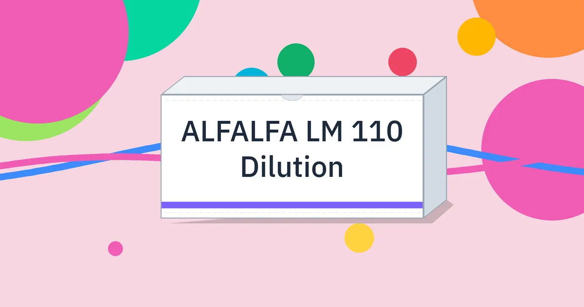 Symbolbild: Packung mit der Aufschrift ALFALFA LM 110 Dilution (PZN 13310475) – Verfügbarkeit und Bezug in Apotheken in Frankfurt am Main