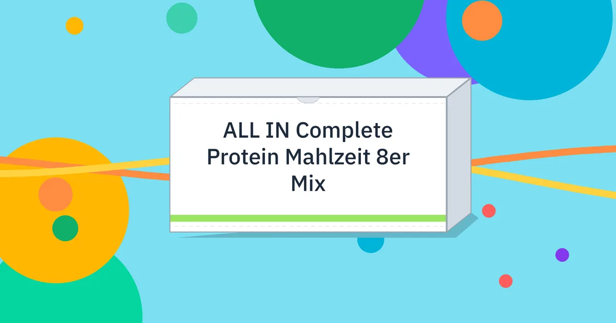 Symbolbild: Packung mit der Aufschrift ALL IN Complete Protein Mahlzeit 8er Mix (PZN 20858854) – Verfügbarkeit und Bezug in Apotheken in Frankfurt am Main