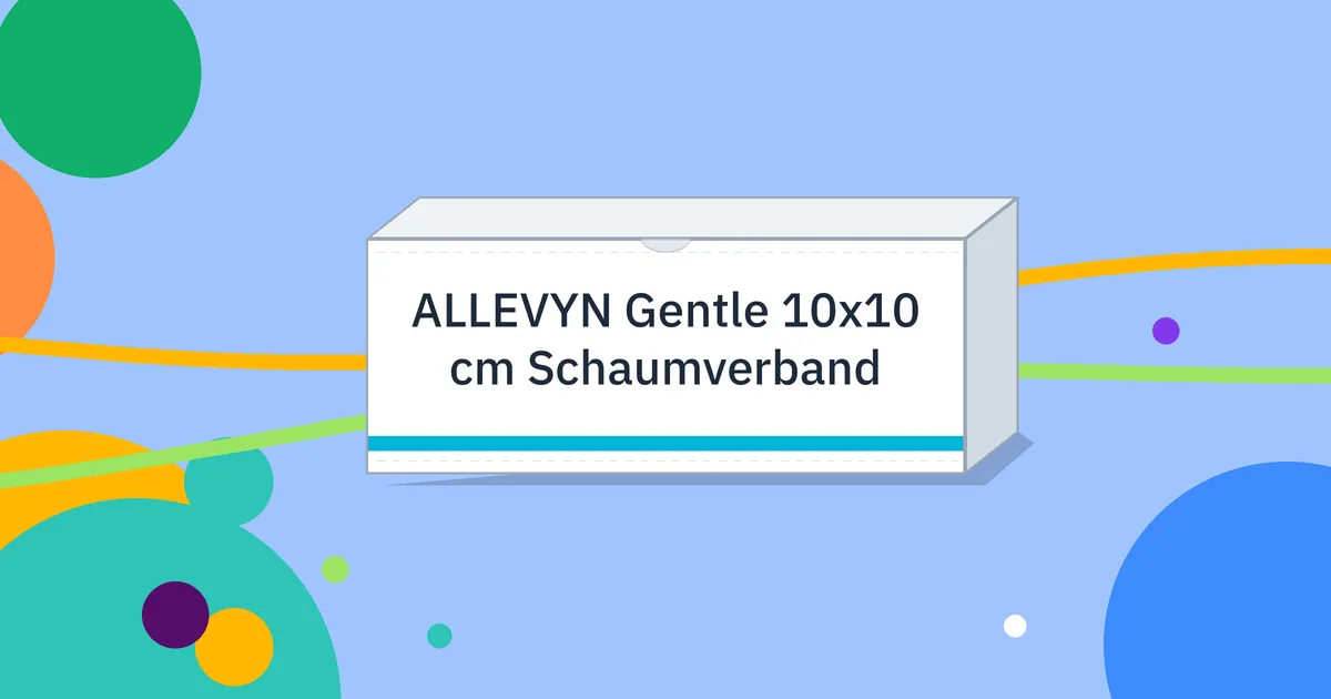 Symbolbild: Packung mit der Aufschrift ALLEVYN Gentle 10x10 cm Schaumverband (PZN 17502409) – Verfügbarkeit und Bezug in Apotheken in Frankfurt am Main