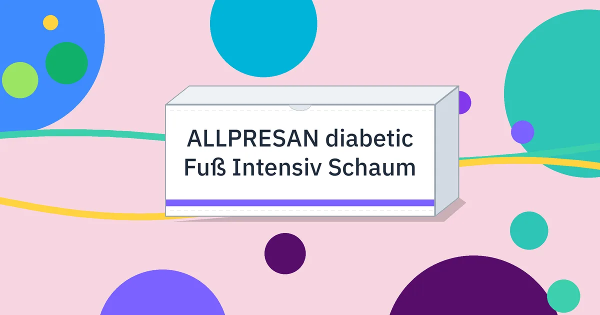 Symbolbild: Packung mit der Aufschrift ALLPRESAN diabetic Fuß Intensiv Schaum (PZN 06445424) – Verfügbarkeit und Bezug in Apotheken in Frankfurt am Main