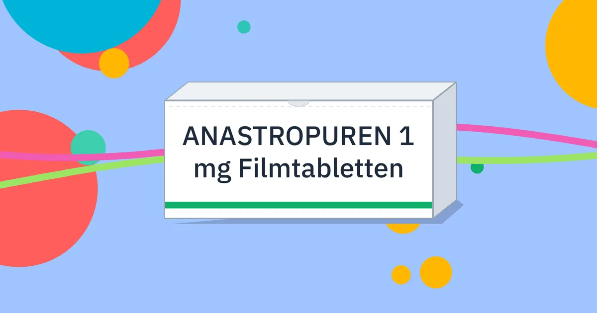 Symbolbild: Packung mit der Aufschrift ANASTROPUREN 1 mg Filmtabletten (PZN 17257430) – Verfügbarkeit und Bezug in Apotheken in Frankfurt am Main