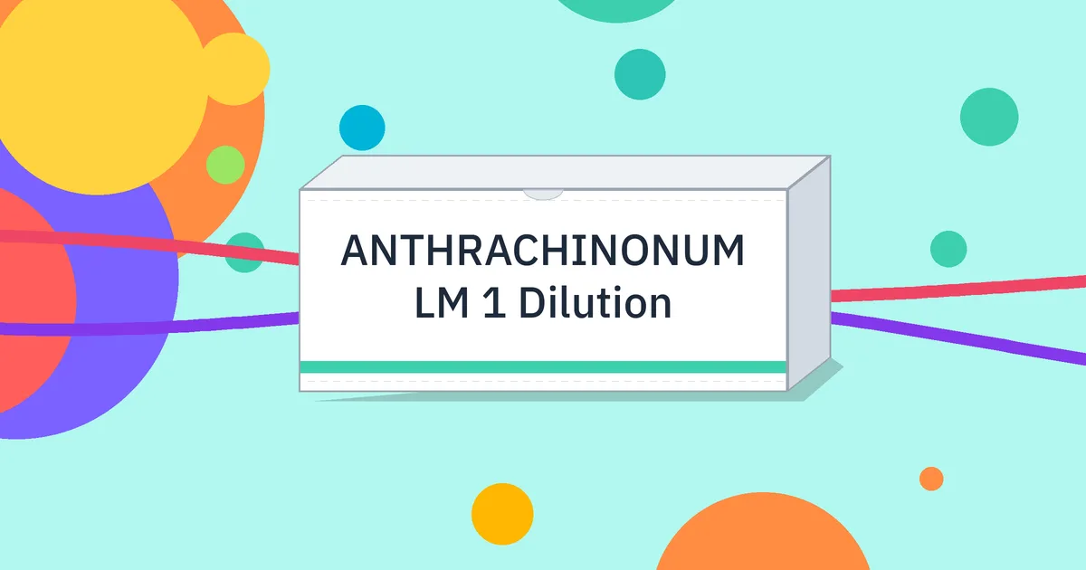 Symbolbild: Packung mit der Aufschrift ANTHRACHINONUM LM 1 Dilution (PZN 13370649) – Verfügbarkeit und Bezug in Apotheken in Frankfurt am Main