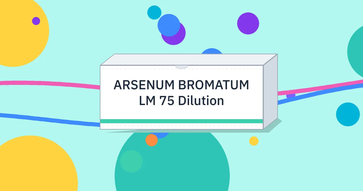 Symbolbild: Packung mit der Aufschrift ARSENUM BROMATUM LM 75 Dilution (PZN 12771582) – Verfügbarkeit und Bezug in Apotheken in Frankfurt am Main