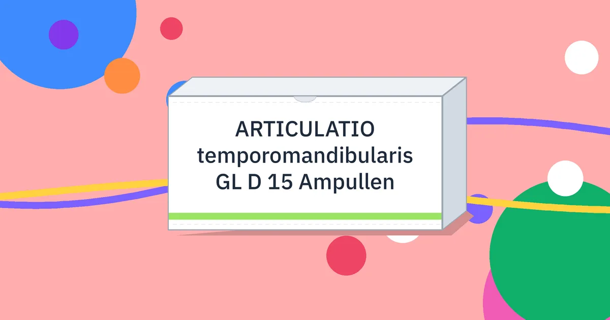 Symbolbild: Packung mit der Aufschrift ARTICULATIO temporomandibularis GL D 15 Ampullen (PZN 02908235) – Verfügbarkeit und Bezug in Apotheken in Frankfurt am Main