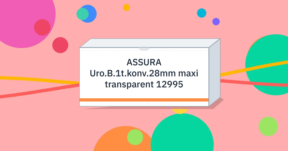 Symbolbild: Packung mit der Aufschrift ASSURA Uro.B.1t.konv.28mm maxi transparent 12995 (PZN 07598584) – Verfügbarkeit und Bezug in Apotheken in Frankfurt am Main