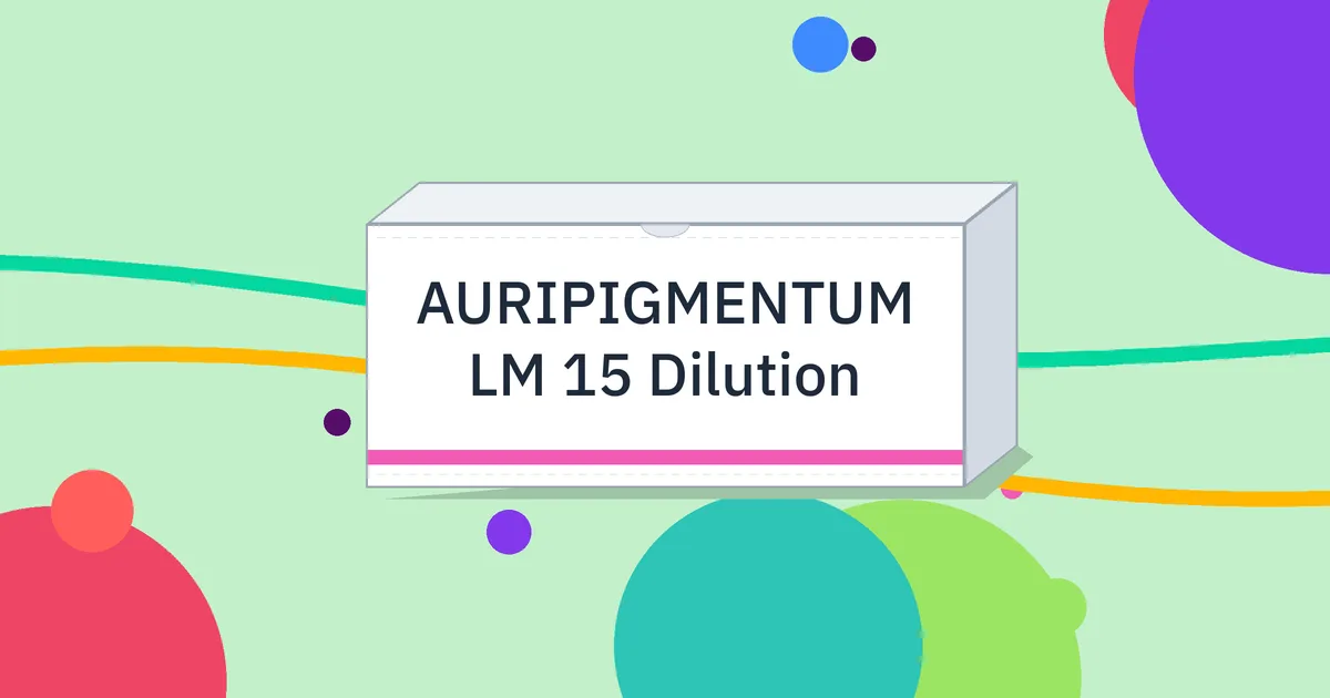 Symbolbild: Packung mit der Aufschrift AURIPIGMENTUM LM 15 Dilution (PZN 12782982) – Verfügbarkeit und Bezug in Apotheken in Frankfurt am Main