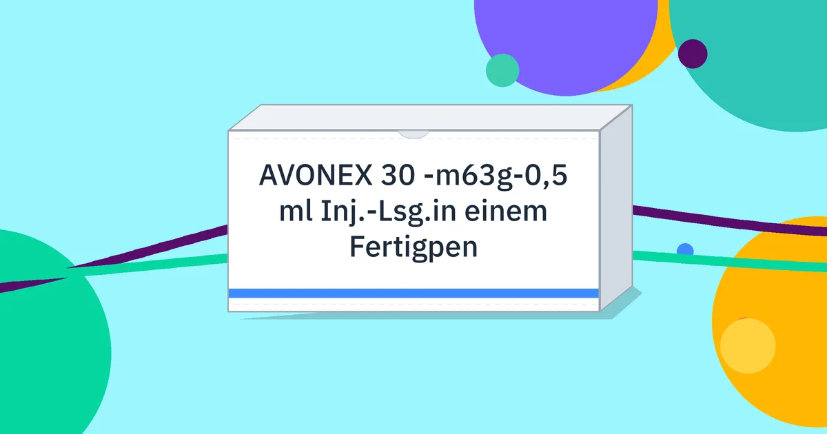 Symbolbild: Packung mit der Aufschrift AVONEX 30 -m63g-0,5 ml Inj.-Lsg.in einem Fertigpen (PZN 07687543) – Verfügbarkeit und Bezug in Apotheken in Frankfurt am Main
