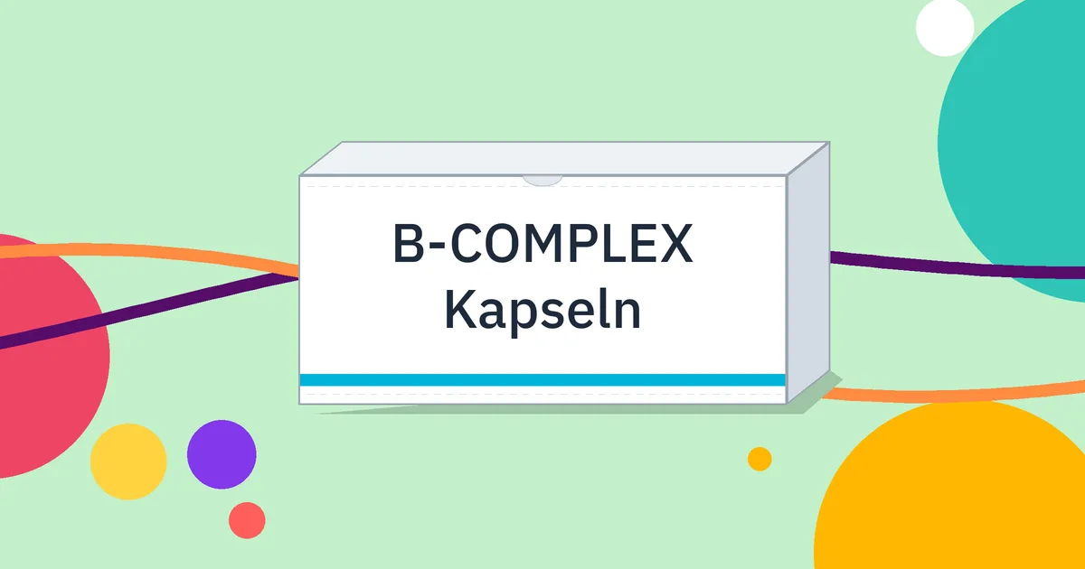 Symbolbild: Packung mit der Aufschrift B-COMPLEX Kapseln (PZN 20279607) – Verfügbarkeit und Bezug in Apotheken in Frankfurt am Main
