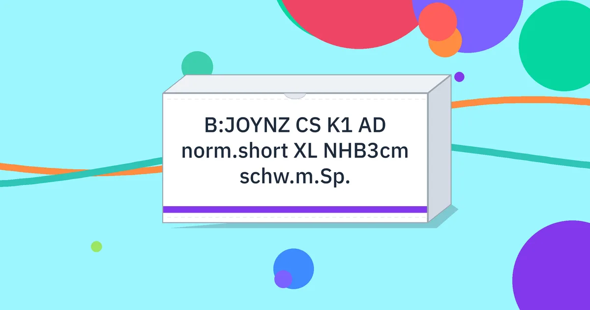 Symbolbild: Packung mit der Aufschrift B:JOYNZ CS K1 AD norm.short XL NHB3cm schw.m.Sp. (PZN 20529435) – Verfügbarkeit und Bezug in Apotheken in Frankfurt am Main