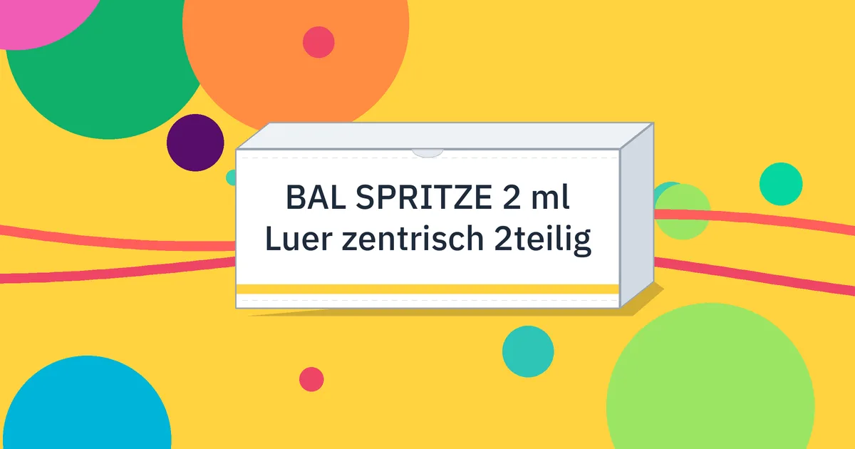 Symbolbild: Packung mit der Aufschrift BAL SPRITZE 2 ml Luer zentrisch 2teilig (PZN 19124058) – Verfügbarkeit und Bezug in Apotheken in Frankfurt am Main