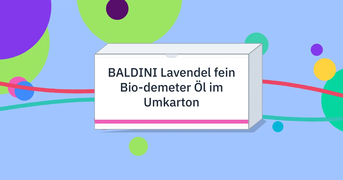 Symbolbild: Packung mit der Aufschrift BALDINI Lavendel fein Bio-demeter Öl im Umkarton (PZN 10093675) – Verfügbarkeit und Bezug in Apotheken in Frankfurt am Main