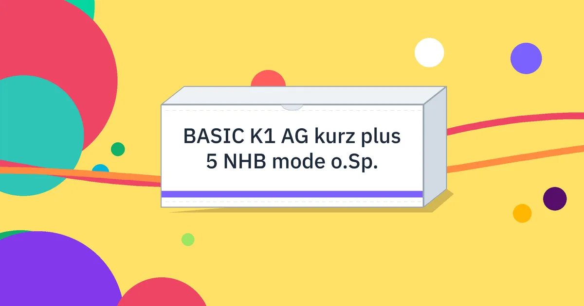 Symbolbild: Packung mit der Aufschrift BASIC K1 AG kurz plus 5 NHB mode o.Sp. (PZN 20261582) – Verfügbarkeit und Bezug in Apotheken in Frankfurt am Main