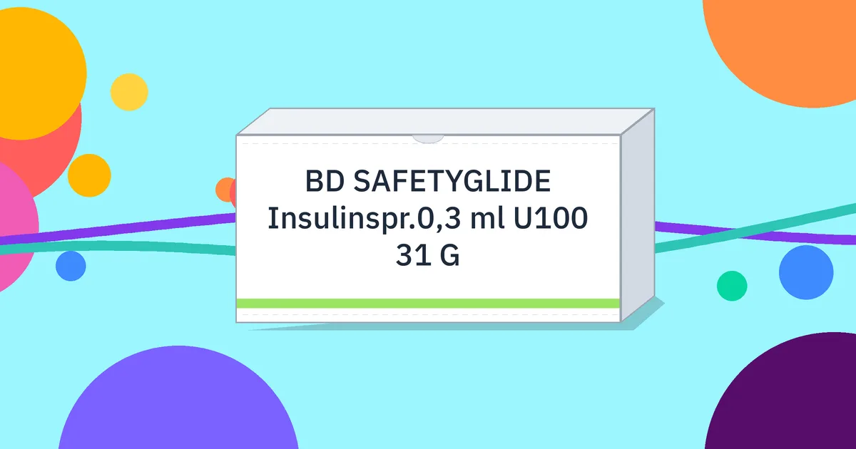 Symbolbild: Packung mit der Aufschrift BD SAFETYGLIDE Insulinspr.0,3 ml U100 31 G (PZN 05567585) – Verfügbarkeit und Bezug in Apotheken in Frankfurt am Main