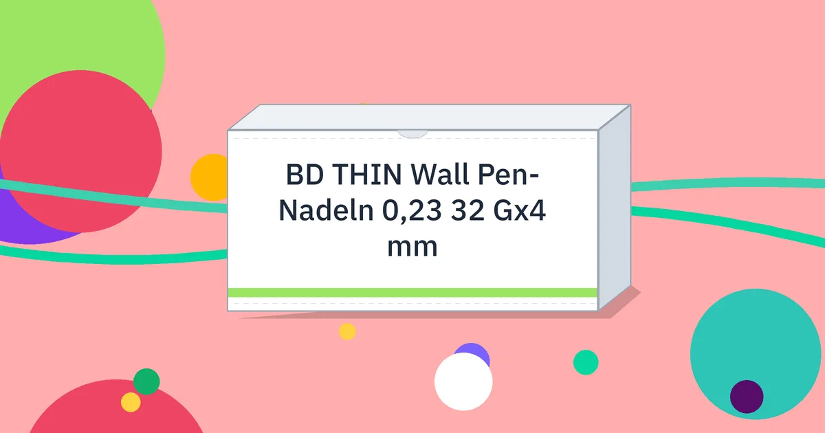 Symbolbild: Packung mit der Aufschrift BD THIN Wall Pen-Nadeln 0,23 32 Gx4 mm (PZN 19754285) – Verfügbarkeit und Bezug in Apotheken in Frankfurt am Main