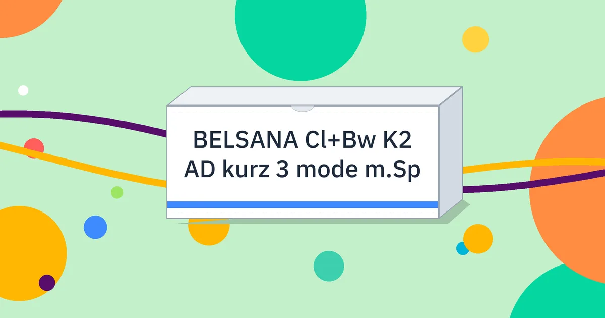 Symbolbild: Packung mit der Aufschrift BELSANA Cl+Bw K2 AD kurz 3 mode m.Sp (PZN 12241298) – Verfügbarkeit und Bezug in Apotheken in Frankfurt am Main