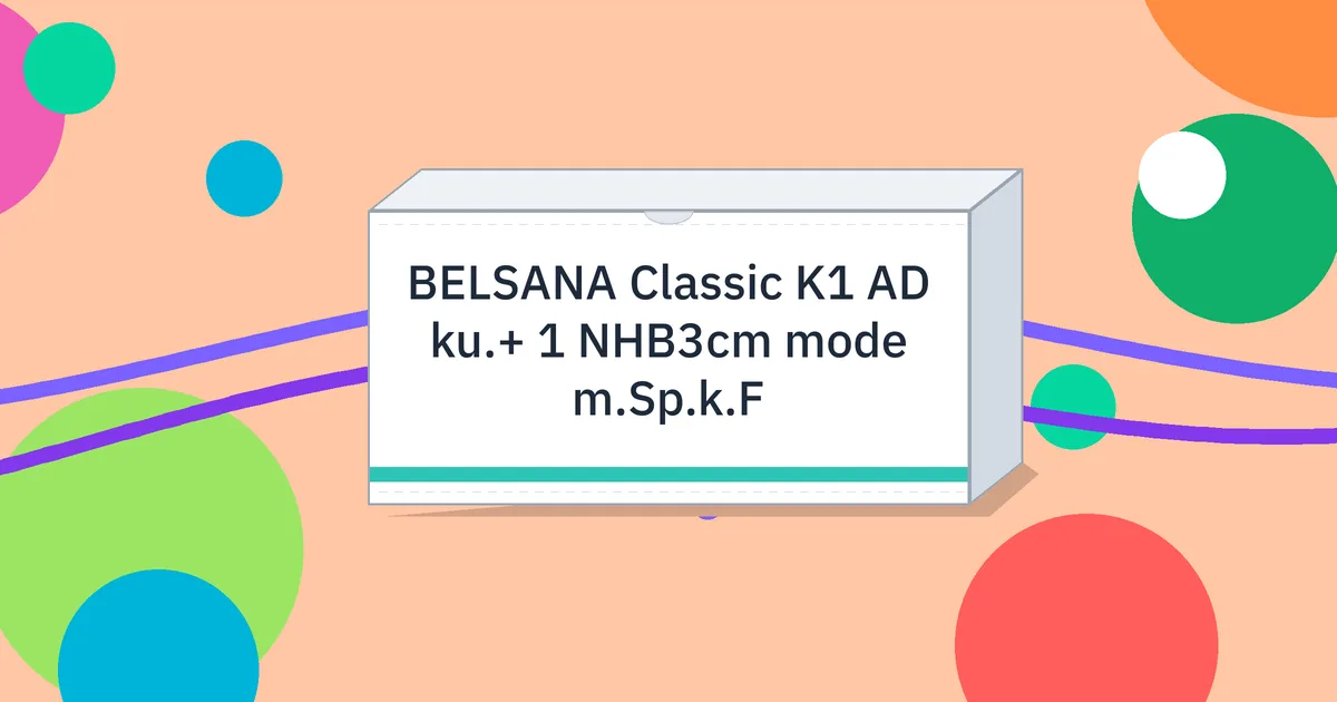 Symbolbild: Packung mit der Aufschrift BELSANA Classic K1 AD ku.+ 1 NHB3cm mode m.Sp.k.F (PZN 19254482) – Verfügbarkeit und Bezug in Apotheken in Frankfurt am Main