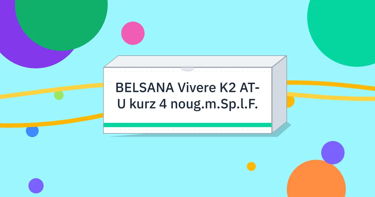 Symbolbild: Packung mit der Aufschrift BELSANA Vivere K2 AT-U kurz 4 noug.m.Sp.l.F. (PZN 08538294) – Verfügbarkeit und Bezug in Apotheken in Frankfurt am Main