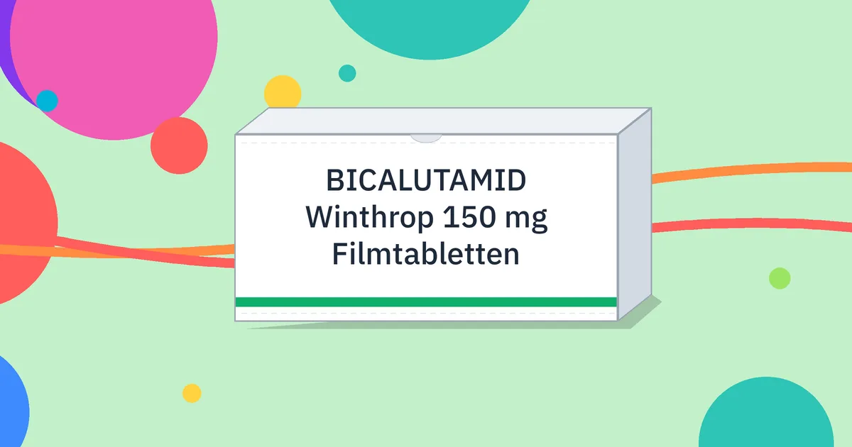 Symbolbild: Packung mit der Aufschrift BICALUTAMID Winthrop 150 mg Filmtabletten (PZN 07265575) – Verfügbarkeit und Bezug in Apotheken in Frankfurt am Main