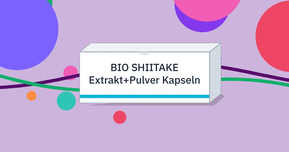 Symbolbild: Packung mit der Aufschrift BIO SHIITAKE Extrakt+Pulver Kapseln (PZN 17566272) – Verfügbarkeit und Bezug in Apotheken in Frankfurt am Main