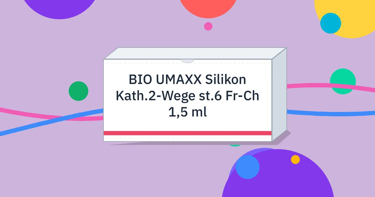 Symbolbild: Packung mit der Aufschrift BIO UMAXX Silikon Kath.2-Wege st.6 Fr-Ch 1,5 ml (PZN 09379811) – Verfügbarkeit und Bezug in Apotheken in Frankfurt am Main