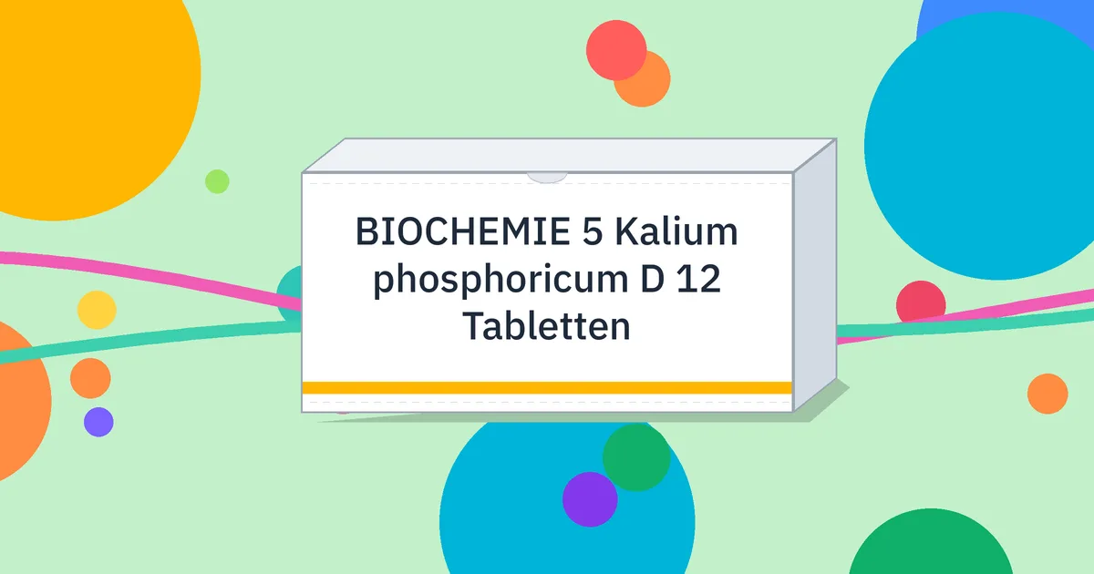 Symbolbild: Packung mit der Aufschrift BIOCHEMIE 5 Kalium phosphoricum D 12 Tabletten (PZN 05955896) – Verfügbarkeit und Bezug in Apotheken in Frankfurt am Main