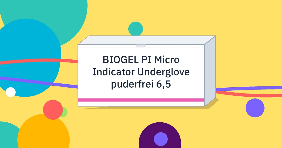 Symbolbild: Packung mit der Aufschrift BIOGEL PI Micro Indicator Underglove puderfrei 6,5 (PZN 13864966) – Verfügbarkeit und Bezug in Apotheken in Frankfurt am Main