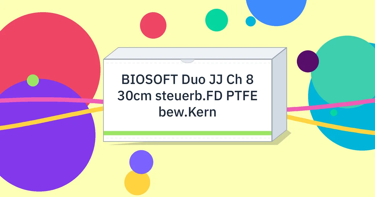 Symbolbild: Packung mit der Aufschrift BIOSOFT Duo JJ Ch 8 30cm steuerb.FD PTFE bew.Kern (PZN 17509860) – Verfügbarkeit und Bezug in Apotheken in Frankfurt am Main