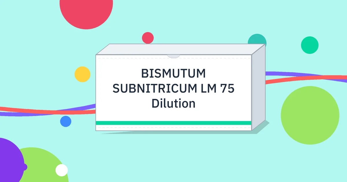 Symbolbild: Packung mit der Aufschrift BISMUTUM SUBNITRICUM LM 75 Dilution (PZN 13389175) – Verfügbarkeit und Bezug in Apotheken in Frankfurt am Main