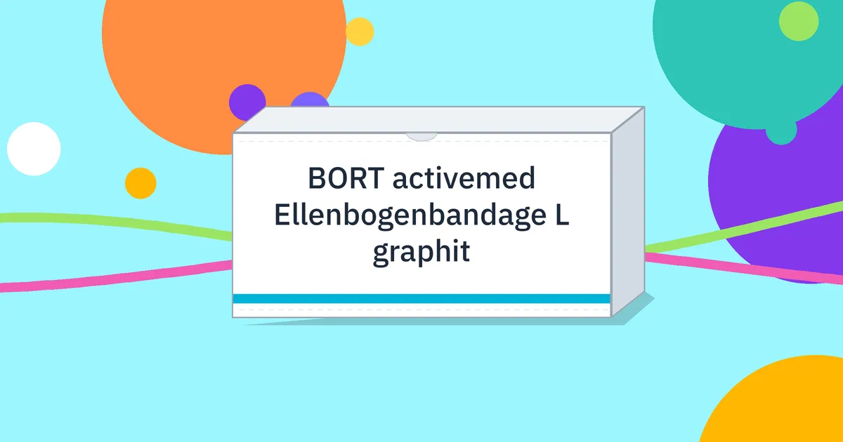 Symbolbild: Packung mit der Aufschrift BORT activemed Ellenbogenbandage L graphit (PZN 17582130) – Verfügbarkeit und Bezug in Apotheken in Frankfurt am Main